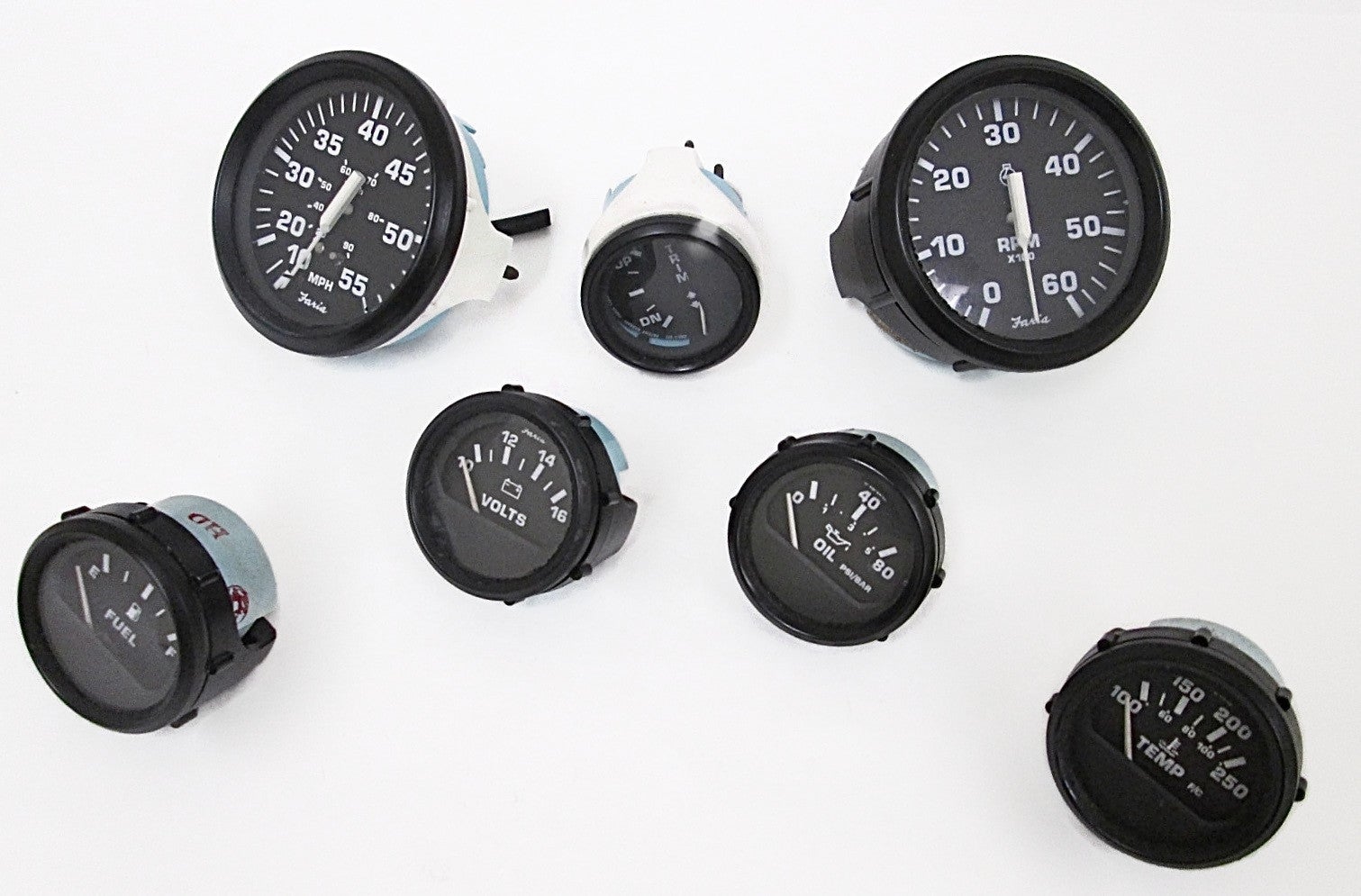SET of 7 Faria Marine Boat Gauges Tachometer Speedometer Oil Pressure ...