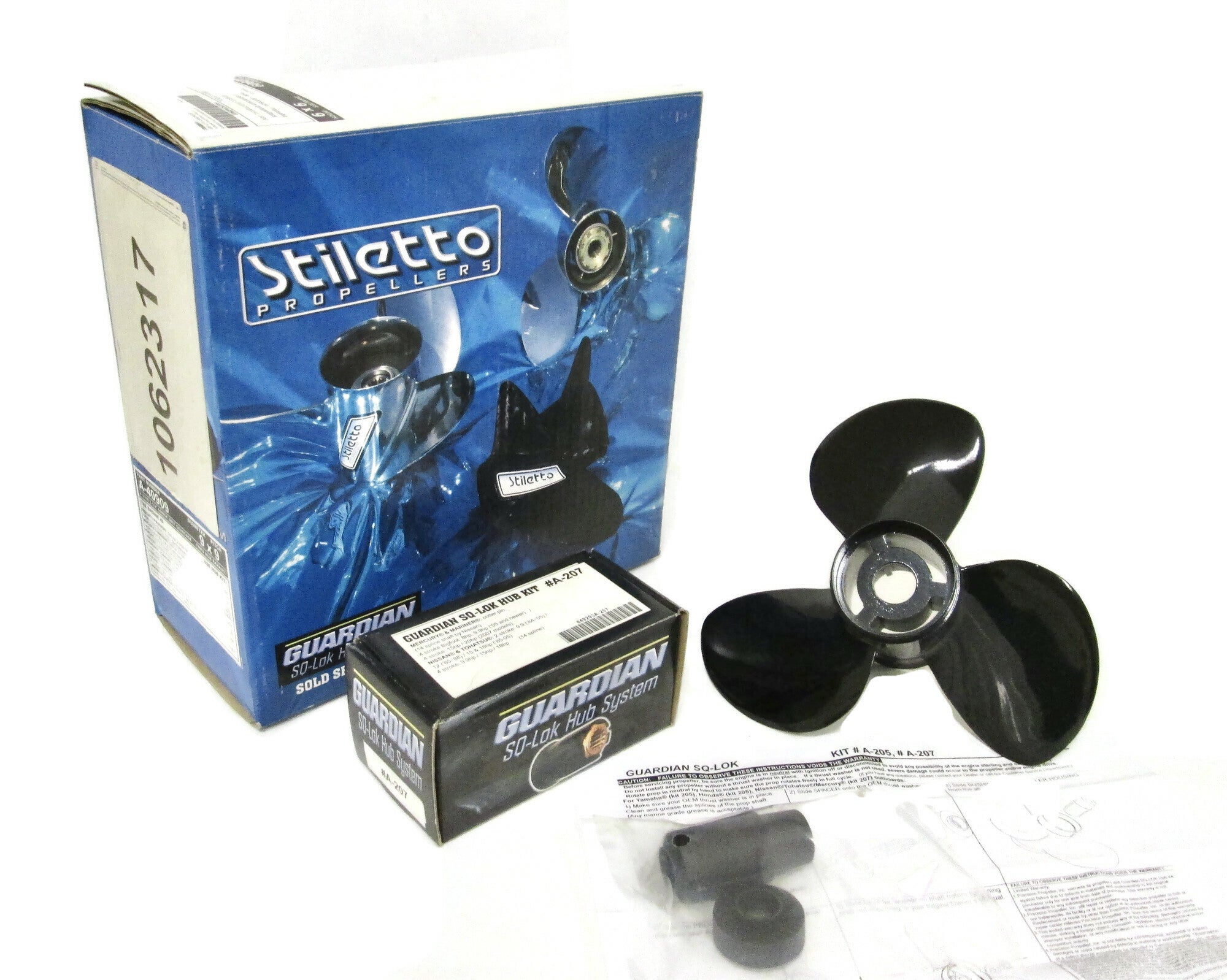 Stiletto A40909 NEW 9 x 9 Boat Propeller AL RH 3-Blade with Guardian ...