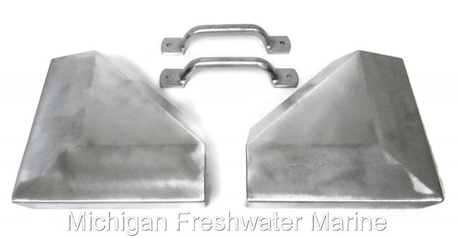 NEW Made in USA (2) Cast Aluminum Boat Transom Corner Bracket End Cap ...